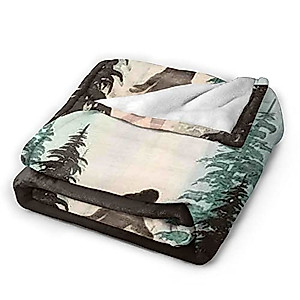 Hide and Seek Bigfoot Flannel Fleece Boho Throw Blanket Super Soft Cozy Warm Plush Bedding for Adults Kids Lightweight Blankets for Couch Sofa Bed 80"X60"