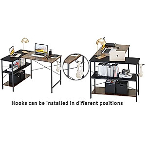 L-Shaped Black Linen + Retro Double Color Matching Desk