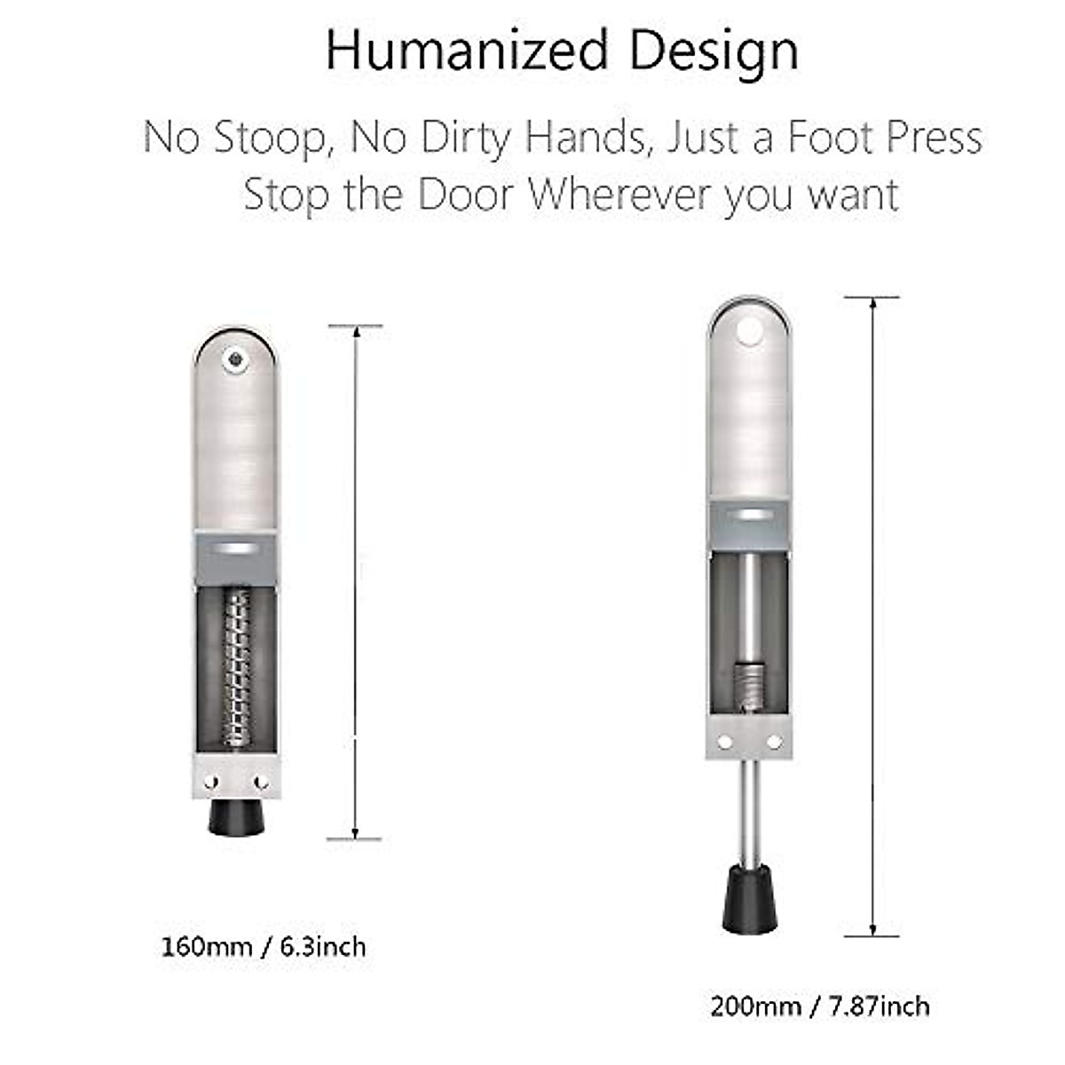 2 Pack Kickdown Door Stop, CertBuy Stainless Steel Easy Step Door Stopper Spring Loaded Telescopic Door Stopper, Adjustable Door Locks Holder Stop/Release by Foot