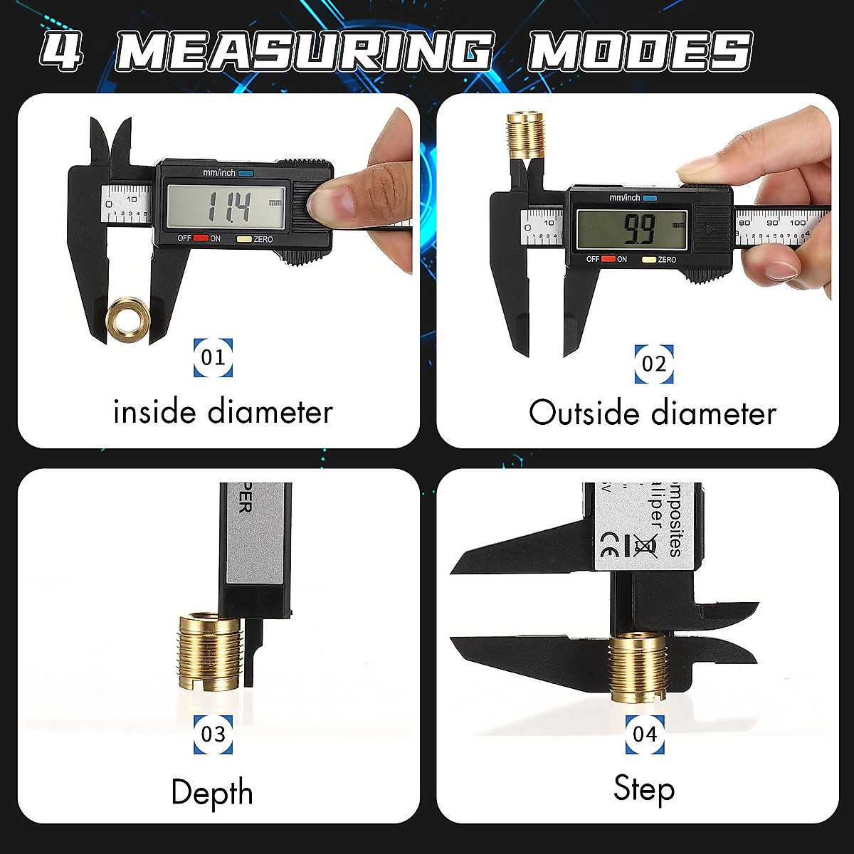 Simhevn Electronic Digital Caliper, LCD | 0 to 6 inch Inch and Millimeter Conversion, Automatic Shutdown Function, Very Suitable for home/jewelry/3D Printing/DIY Measurement, etc