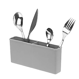 SANNO Plastic Black Utensil Silverware Storage Holder Caddy,Fit Kitchen Sink Drying Rack, Microfiber Dish Mat, Dish Drying Mat (Gray)