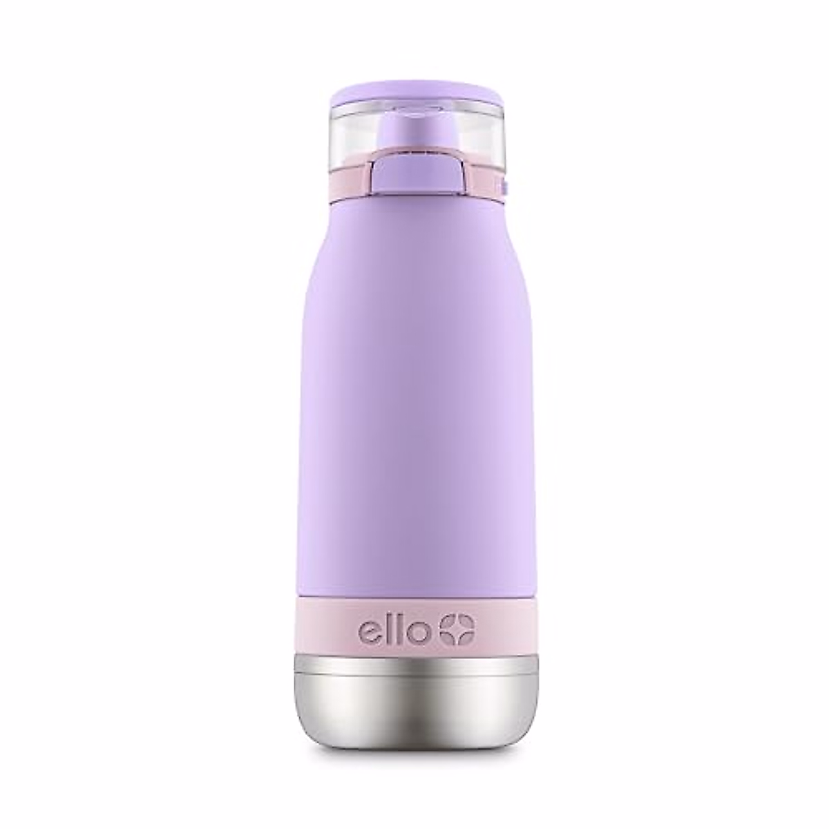 Ello Emma 14oz Vacuum Insulated Stainless Steel Kids Water Bottle with Straw and Built-in Carrying Handle and Leak-Proof Locking Lid for School Backpack, Lunchbox and Outdoor Sports, Lilac