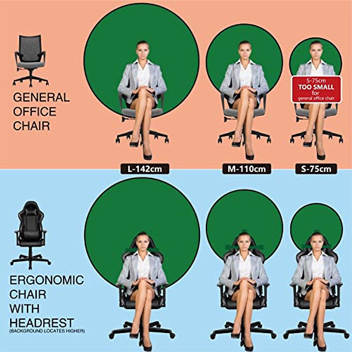 【Updated】 Portable Webcam Background, 75cm Collapsible Green Background 2-in-1 Green and Blue Screen for Video Chats, Zoom, Green Screen for Chair