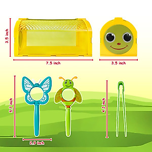 ESSENSON Bug Catcher Kit, Outdoor Toy Gift for 3 4 5 6 7 8+ Year Old Boys Girls Kids, 2 Pcs Bug Cage Butterfly, Outdoor Explorer Kit with Whistles for Backyard Exploration