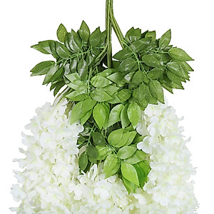 U'Artlines 12 Pack(Total 43.2 Feet) Artificial Fake Wisteria Vine Rattan Hanging Garland Silk Flowers String Home Party Wedding Decor (12, White)