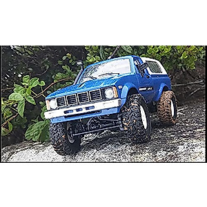 FMTStore WPL C24 1/16 2.4GHz 4WD RC Car Crawler Headlight Remote Control Crawler Off-Road Pick-up Truck RTR Toy Boy, Girl and Adult (Blue)