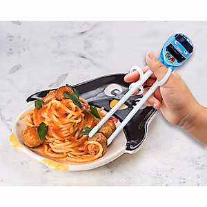 Tayo Training Chopsticks for Right Handed – Beginner for Kids, Edison Educational kitchen Suppliers for Toddlers, Durable Lightweight Portable BPA Free & ABS Plastic (Tayo (Blue))