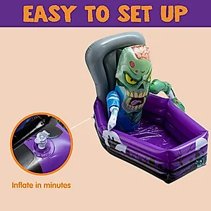 JOYIN Novelty Inflatable Zombie Happy Halloween Drink Cooler Party Beverage Holder, (25"x 34"x 32" Approximate Inflated Size) for Indoor Outdoor Home Halloween Birthday Party Decorations