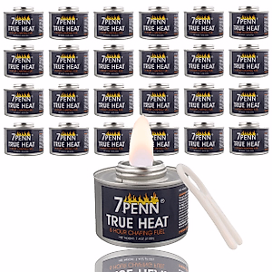 7Penn Chafing Fuel Cans with Opener - 12pk 6hr Canned Heat Fondue Fuel Burners for Chafing Dish Warmer for Food Party