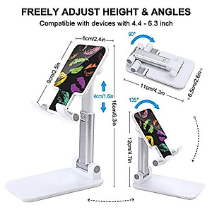 Colors Lips Prints Foldable Desktop Cell Phone Holder Portable Adjustable Stand for Travel Desk Accessories