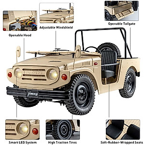 FMS 1/6 Jimny LJ10 RC Crawler RC Car Official Licensed Model Car 15km/h 4WD Hobby RC Crawler RC Cars RS Remote Control Car with LED Lights Vehicle 4-Ch 2.4GHz Transmitter for Adults Tan