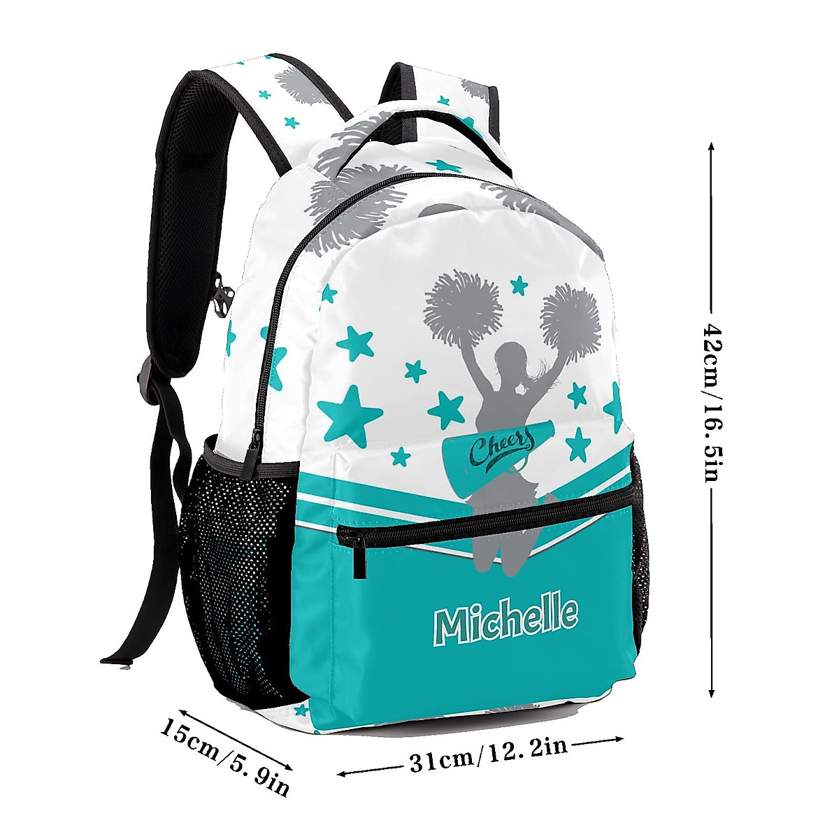 WOWPersonalTailor Cheers Light Blue Cheerleaders Backpack Waterproof Travel Bag for Hiking Camping