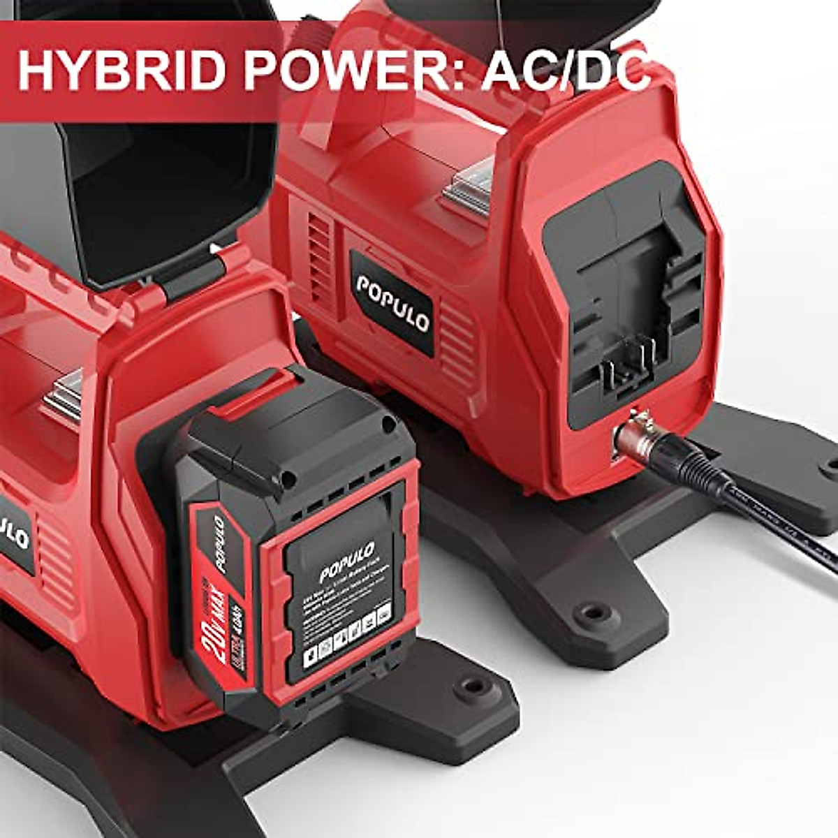 POPULO Hybrid Water Transfer Pump, 120VAC or 20VDC Portable Electric Utility Pump, 4.0AH 325GPH 45FT Electric Cordless Water Pump for Home, Pool, RV, Garden, Hot Tub, Tank, Ponds, Aquariums