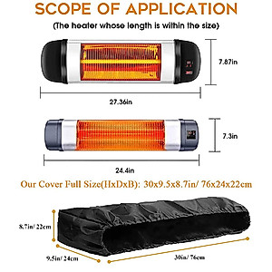 Wall-Mounted Patio Heater Cover Skyour Waterproof Dustproof Electric Infrared Heater Protector Dust Covers Fit for Indoor Outdoor Garage Backyard Hanging Heaters (Black)