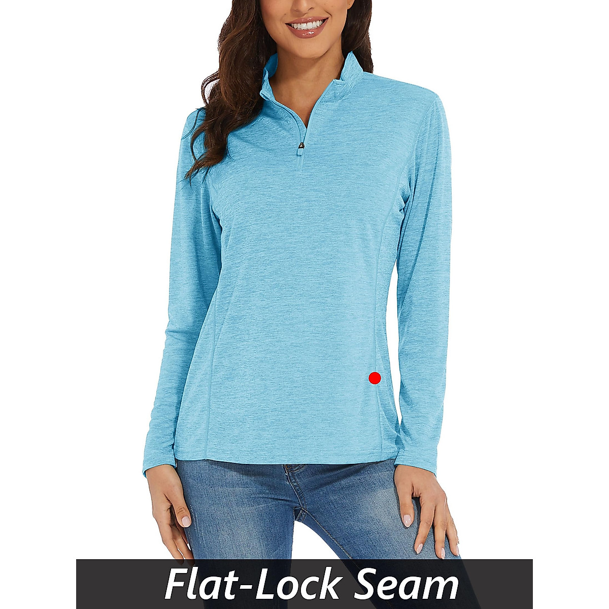 MAGCOMSEN UV Shirts for Women Long Sleeve Shirts Women Fall Shirts for Women Running Shirts Workout Athletic Shirts Water Blue XXL