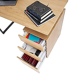 Techni Mobili Computer Desk with Storage and File Cabinet, 30" x 23.6" x 47", Pine