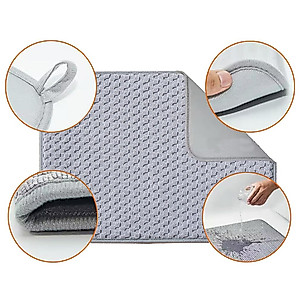 GNYRWOJH Super Absorbent Dish Drying Mats for Kitchen Counter 2 Pack,Microfiber Dishes Drainer Mats,Grey Dish Drying Pads(Grey)