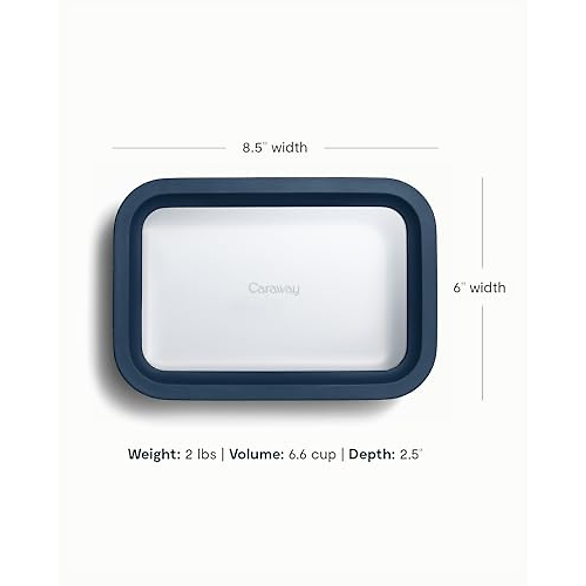 Caraway Glass Food Storage - 6.6 Cup Glass Container - Ceramic Coated Food Container - Non Toxic, Non Stick Lunch Box Container with Glass Lids. Dishwasher, Oven, & Microwave Safe - Navy