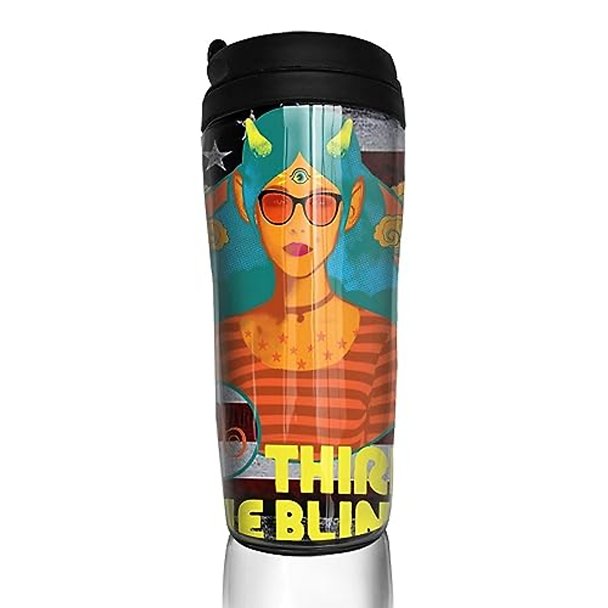 HLQkshWr Third Rock Eye Band Blind Coffee Cups with Lid for Keep Beer Reusable Coffee Mug Travel Cups Tumblers Drinking Cups for Men Women Modern Coffee Accessories Water Bottle for Home 350ml