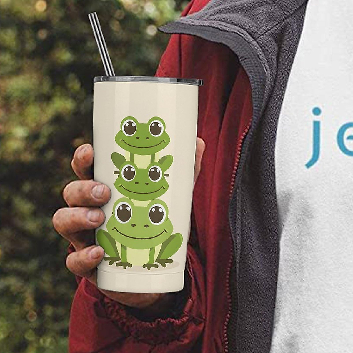 KIOWEIR Overlay Frog Stainless Steel Tumbler 20oz With Lid And Straw, Insulated Tumblers Coffee Cup, Travel Mug for Ice Drink & Hot Beverage for Women Men Boys Girls