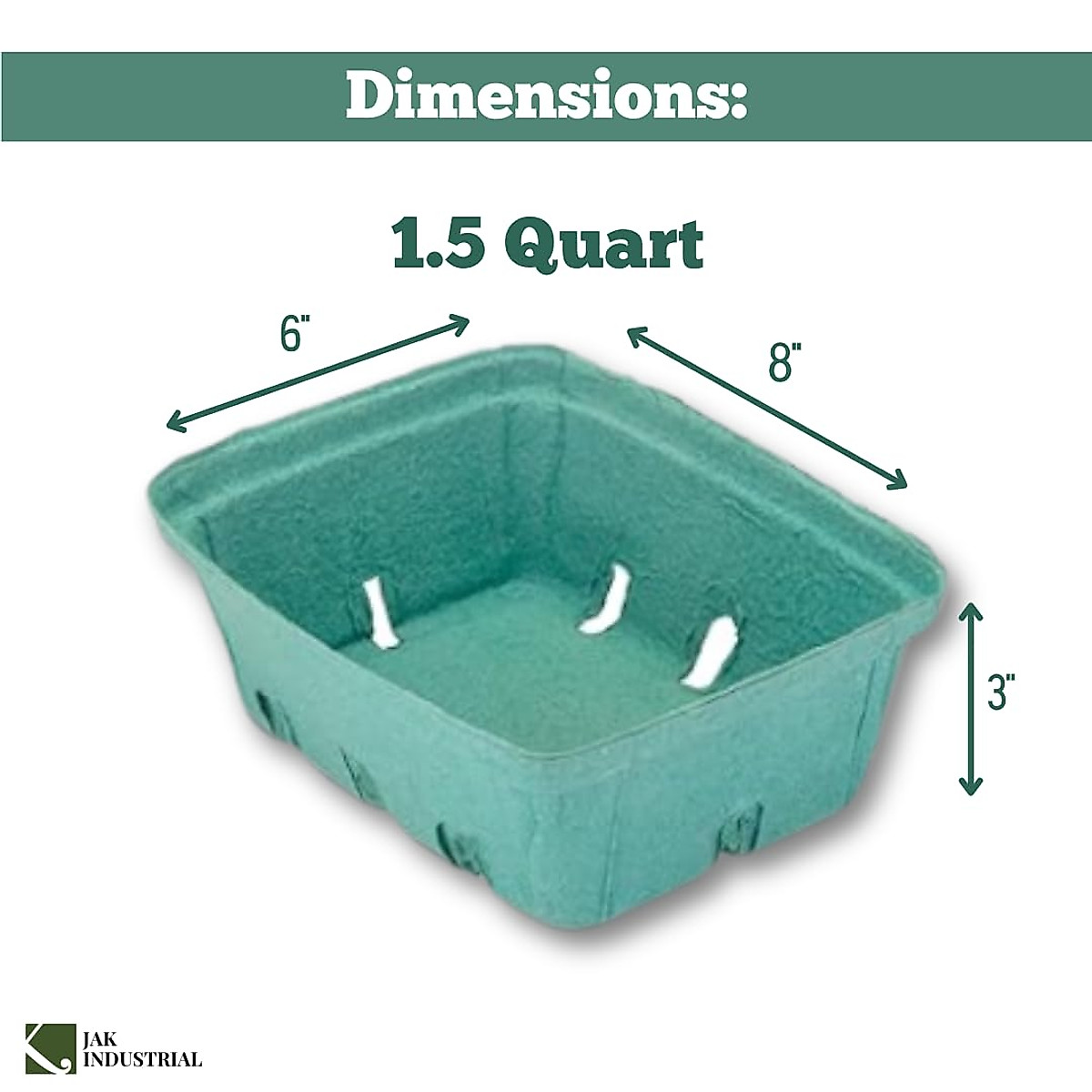 25 Pack Green Molded Pulp Fiber Berry/Produce 1.5 Quart Basket - Large Berry Basket