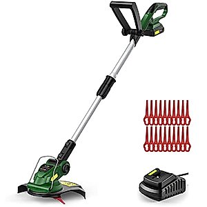 Electric Weed Wacker - SnapFresh 20V Cordless Weed Eater w/ 2.0Ah Li-ion Battery & Fast Charger, Cordless Lawn Trimmer for Multi-Angle Cutting, Grass Edger for Garden & Yard