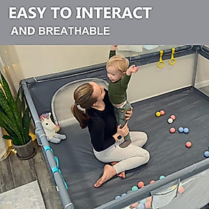 Extra Large Baby Playpen, Play Pens for Babies and Toddlers (71x59x26inch), Sturdy Baby Play Yards, Kids Activity Center with Ocean Balls, Baby Fence with Breathable Mesh