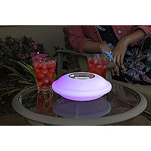Poolmaster 54504 Portable Floating Waterproof Multi-Light Speaker with Call Functionality for Swimming Pool Party, Patio, Outdoor, Backyard, Multicolor