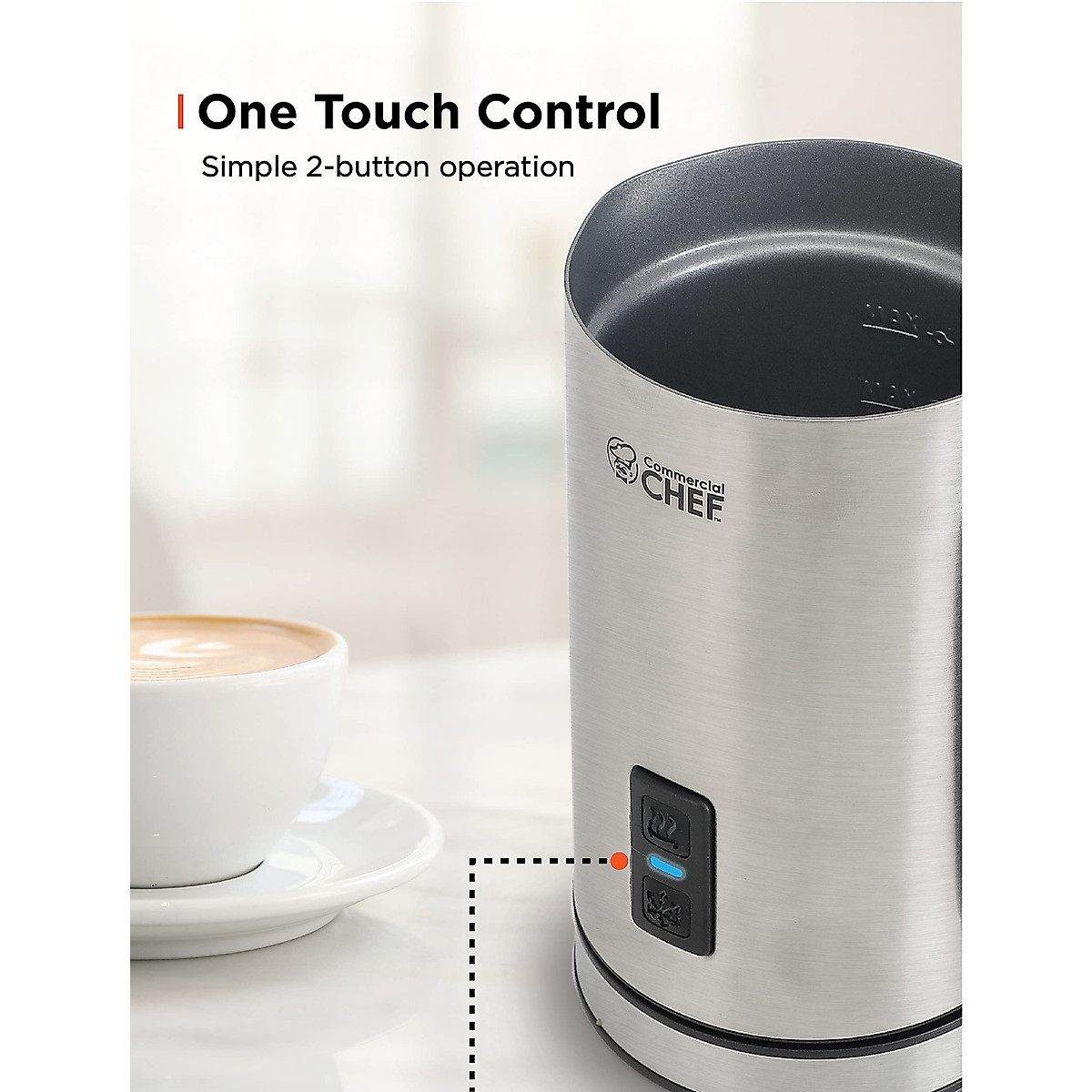 COMMERCIAL CHEF Cordless Milk Frother for Hot and Cold Milk, Cordless Frother, Milk Frother Handheld for Kitchen Coffee Bar, Cappuccino, and More