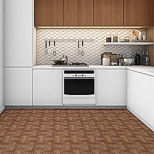 Achim Imports VFT920POVR Home Furnishings Portfolio 12x12 2.0mm Self Adhesive Vinyl Floor, Walnut Parquet, 9 Tiles/9 sq. ft (Pack of 2)