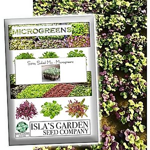"Spicy Salad Mix" Microgreens Blend of Seeds, 300+ Heirloom Seeds Per Packet, (Isla's Garden Seeds), Non GMO Seeds, Great Indoor/Outdoor Home Garden Gift
