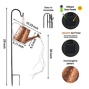 Solar Watering Can Outdoor Lights Garden Decor,Dragonfly Hanging Lantern Waterproof Landscape Lights Outside Decoration for Yard Porch Patio Pathway Gardening Gifts(with 32 inch Shepherd Hook)