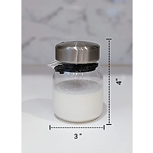 J&M DESIGN Sugar Bowl With Lid And Spoon Creamer & Dispenser Bowls Set For Kitchen Countertop Coffee Bar Accessories Containers Glass Milk Carton 7oz Holder Sugar Container Jar Stainless Steel Lid