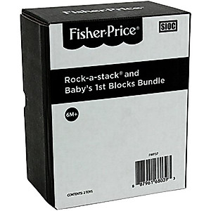 Fisher-Price Infant Gift Set with Baby’s First Blocks (10 Shapes) and Rock-a-Stack Ring Stacking Toy for Ages 6+ Months (Amazon Exclusive)