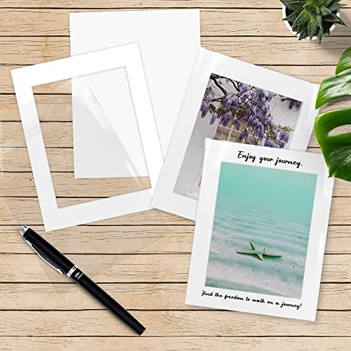 AUEAR, 5 Pack White 11X14 Bevel Cut White Core Picture Mat for 8.5X11 Photo/Print/Artworks - 5 Pre-Cut Acid Free Picture Frame Mat + 5 Backing Board + 5 Clear Bag