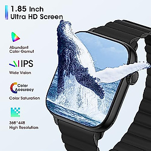 AKUMAKA Smart Watch for Men(Answer/Make Calls), 1.85'' Bluetooth Smart Watch for Android Phones and iOS, Fitness Tracker Watch with Heart Rate/Blood Oxygen/Sleep Monitor, IP68 Waterproof Sport Watch