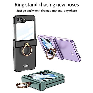 SHIEID for Samsung Z Flip 5 Case with Hinge Protection & Ring Holder Small Screen Protection Cover for Galaxy Z Flip 5 Case, Purple