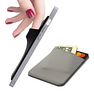 Elastic Phone Card Holder Pocket, Stick-On Wallet, Adhesive Credit Card Pouch, Phone Accessories, Compatible With iPhone, Samsung Galaxy – Blue