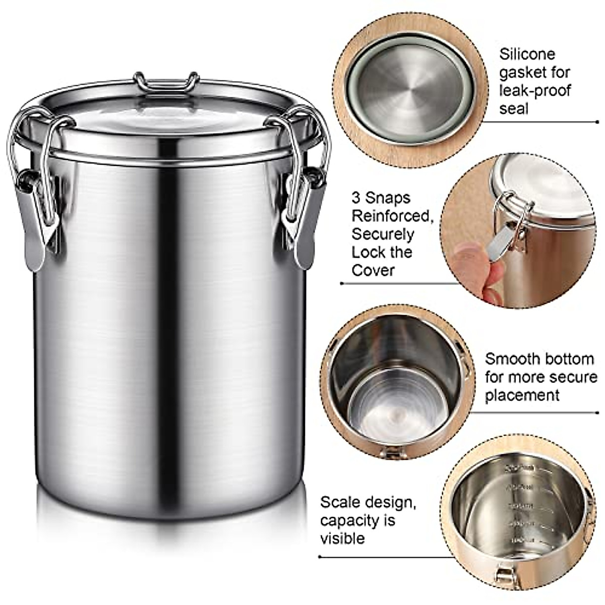 Zopeal 6 Pack 34 Oz Stainless Steel Canisters Set Stainless Steel Airtight Food Storage Containers Metal Containers with Lids Sealed for Tea Coffee Sugar Flour Baking Pantry Kitchen Counter (17.6 Oz)