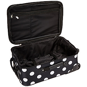 Rockland Vara Softside 3-Piece Upright Luggage Set, Black dot, (20/22/28)