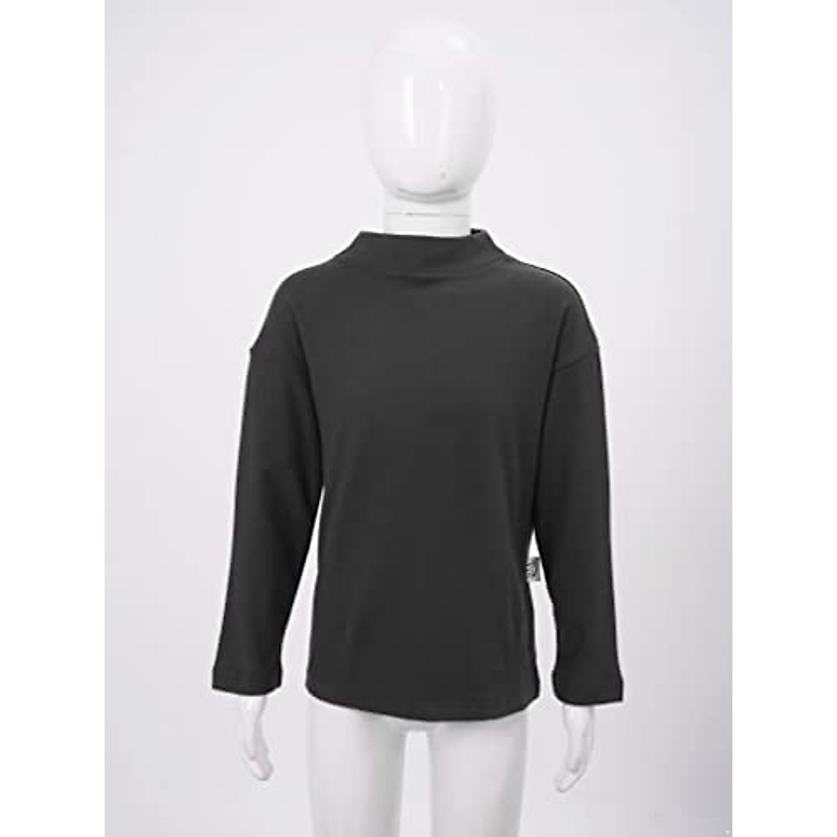YiZYiF Kids Boys Girls Turtleneck Long Sleeves T-Shirts Thermal Tops Basic Solid Color Cotton Tee Undershirts Black 9-10 Years