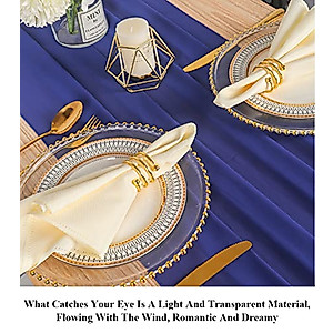 Pardecor Chiffon Table Runner 29inx120in Table Runner Sheer Table Runner Chiffon Table Runners for Weddings Chiffon Fabric for Wedding Arch Tulle Table Runner Satin Table Runner Boho (1, Blue)