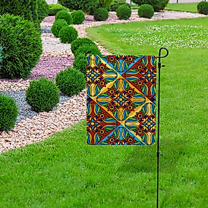 Mexican Talavera Ceramic Tile Holiday Garden Flag Vertical Double Sized Durable Polyester Fabric Non-Fade Outdoor Decoration Flag Banner for Christmas Halloween 12x18in