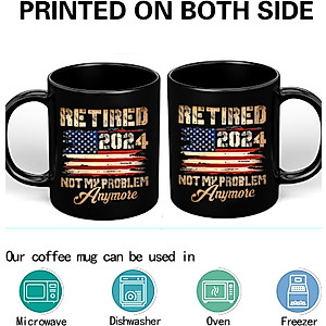 Quimom Retirement Gifts for Men, Retired 2024 Not My Problem Anymore Mug, Funny Farewell Gifts for Coworkers Dad Boss, Unique Retired Mug Gift Ideas,Happy Retirement Gifts 11oz, Gag Office Gifts