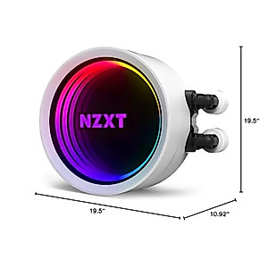NZXT Kraken X63 RGB 280mm - RL-KRX63-RW - AIO RGB CPU Liquid Cooler - Rotating Infinity Mirror Design - Powered by CAM V4 - RGB Connector - AER RGB V2 140mm Radiator Fans (2 Included) - White