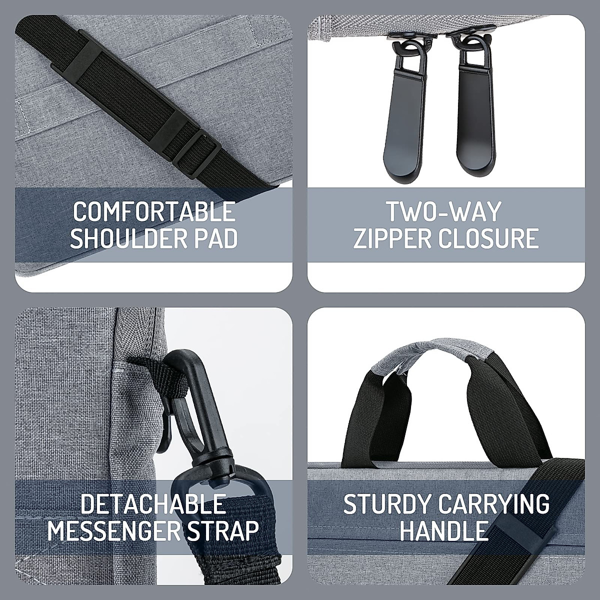 MicaYoung 14-15 Inch Laptop Shoulder Messenger Bag Carrying Case Briefcase Slim Protective Computer Sleeve with Handle Strap Pocket for MacBook Acer ASUS HP Surface Dell Chromebook, Gray