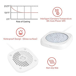 Coffee Warmer with Automatic Shut Off for Office Home Use, Electric Cup Beverae Plate for Candle, Water, Cocoa, Milk (White)