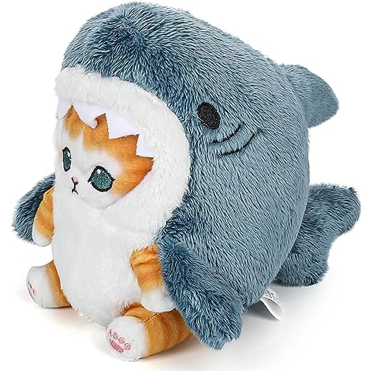 Voiulp 8'' Cute Shark Cat Plush Toy, Soft Shark Cat Stuffed Animal Plushies Doll Pillow Birthday for Kids Boys Girls Home Sofa Decor