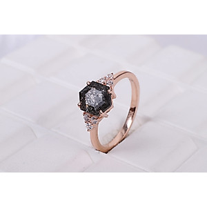 Natural Hexagon Rutile Ring Engagement Cluster Ring Women Wedding Jewelry Simple Quartz Ring Statement Gift For Women BY KANISHKA GEMS JEWELS