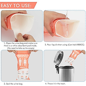 DIBBATU Disposable Urinal Bag,12 PCS 800ML Emergency Urine Bag, Unisex Urinal Bag, Portable Camping Pee Bag, Travel Urine Bags Vomit Bag for Traffic Jams, Camping, Hiking, Pregnant, Patient, Kid